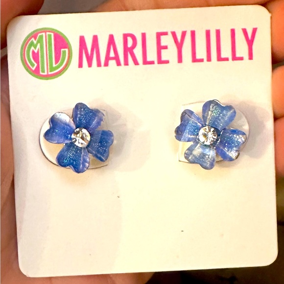 Jewelry | Marley Lilly Blue Flower Earrings | Poshmark